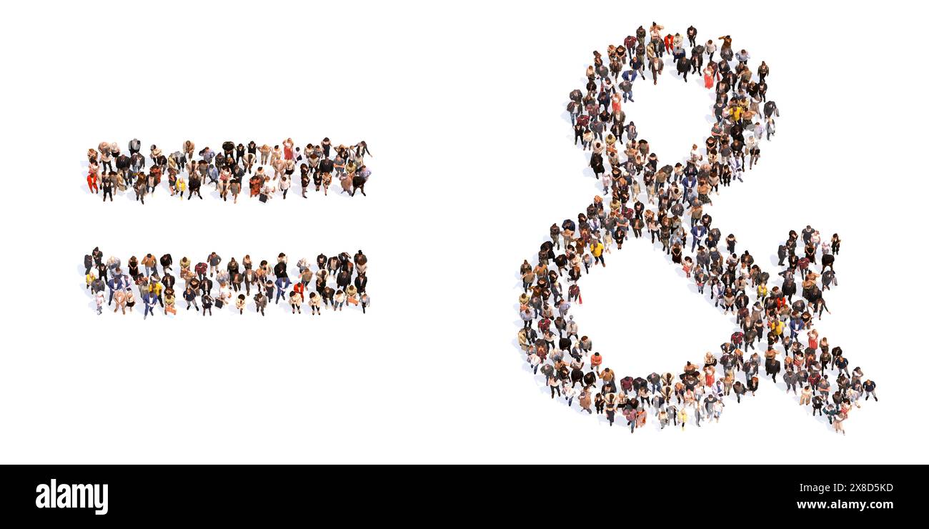 Concept or conceptual large community of people forming the = and ...