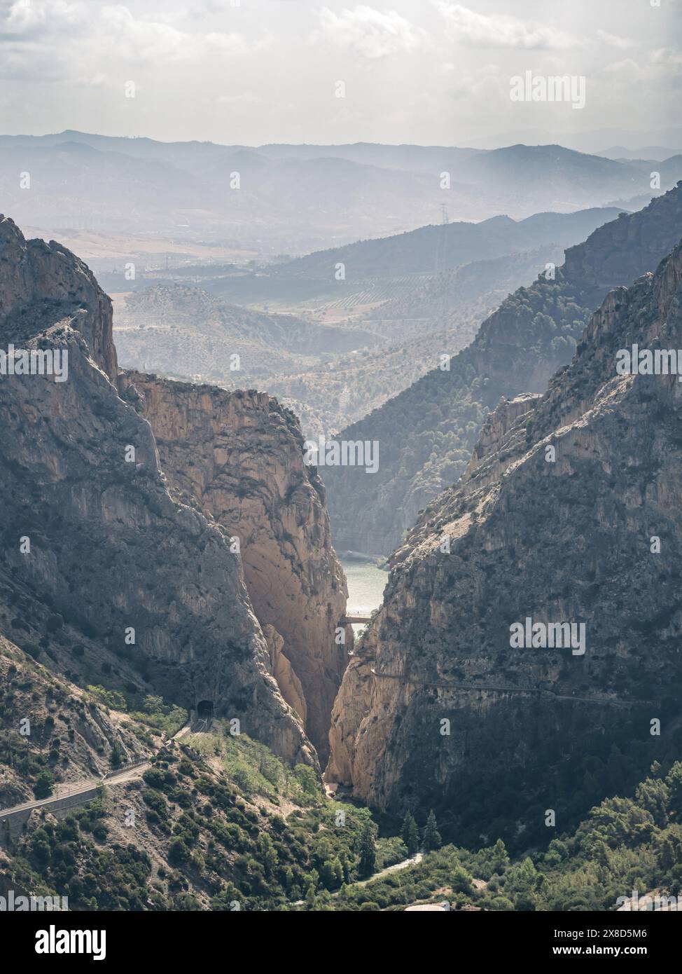 An overlook aerial view of the El Caminito Del Rey hiking route in the ...