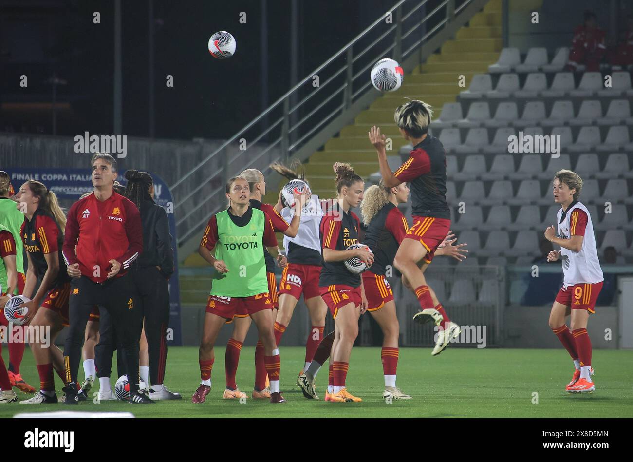 Cesena, Italia. 24th May, 2024. Roma's women's team warm up prior to ...