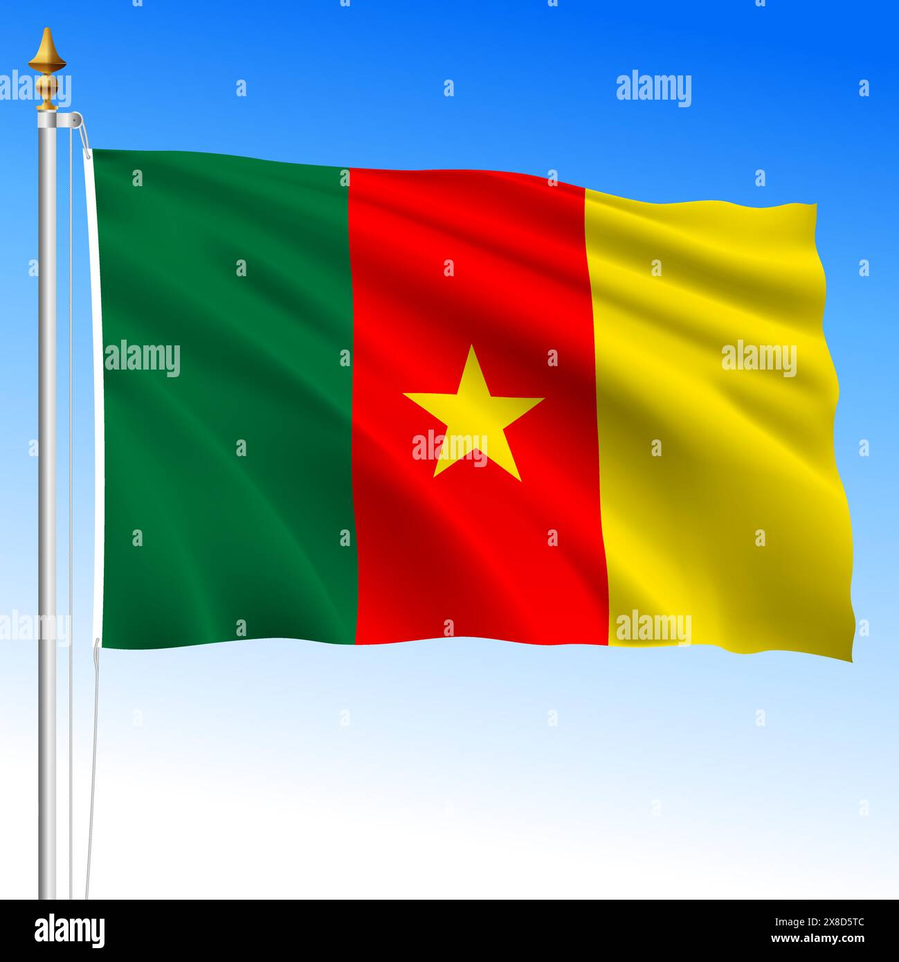 Cameroon, official national waving flag, african country, vector ...