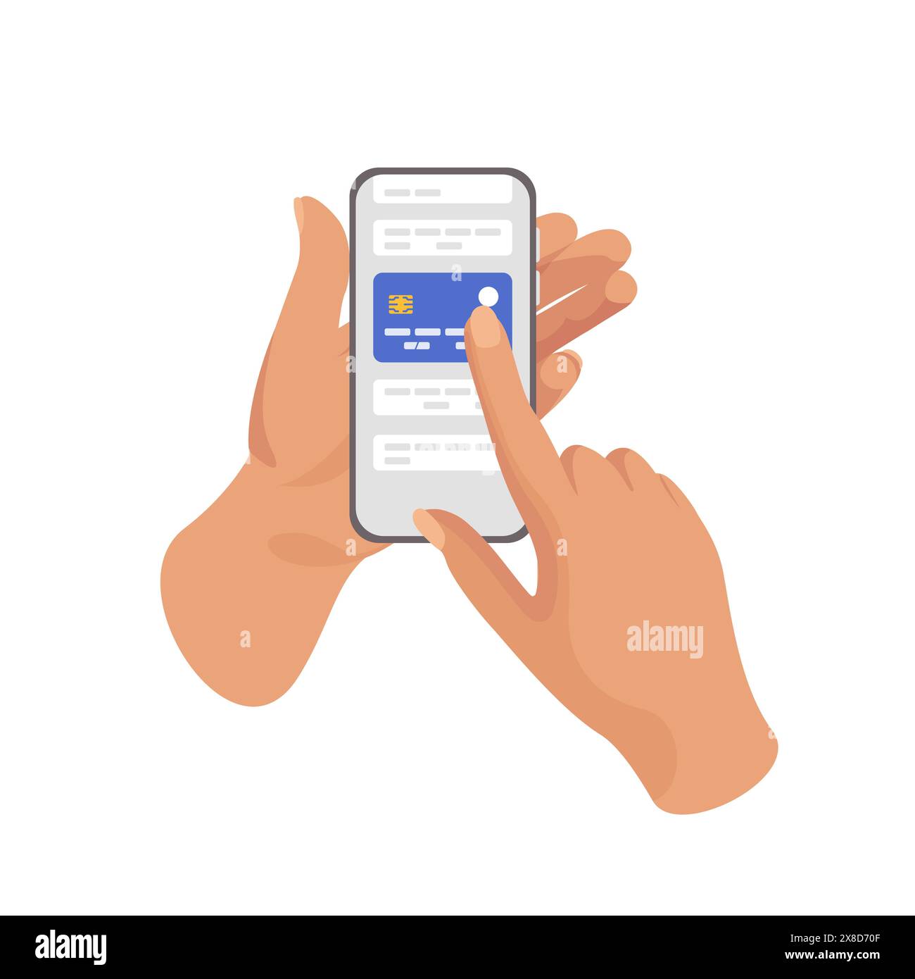 Online money transfer, banking applications. Hands with smartphones performing financial ...