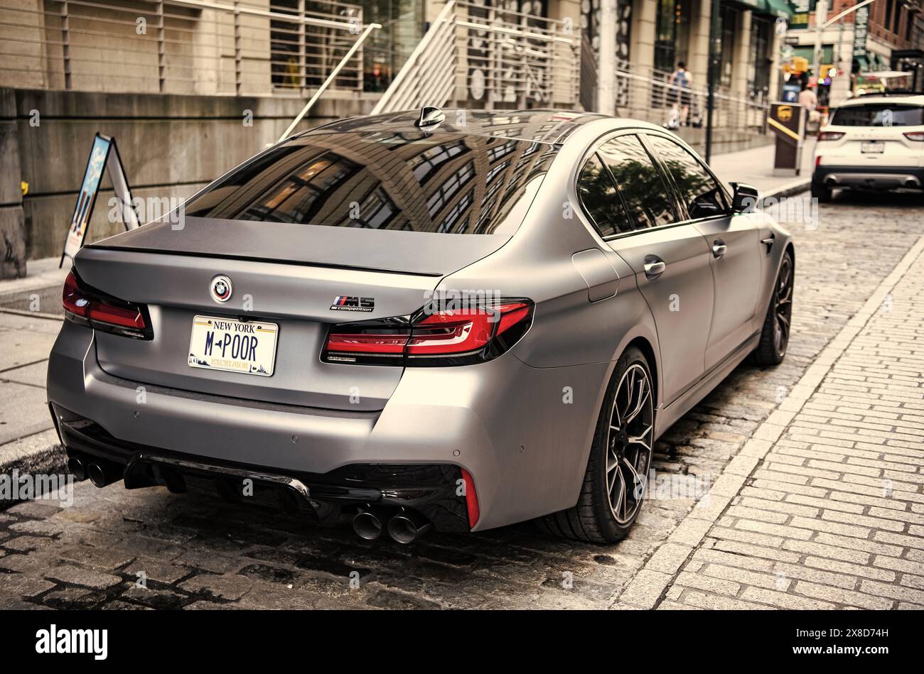 New York City, USA - July 15, 2023: BMW F90 M5 grey color car parked ...