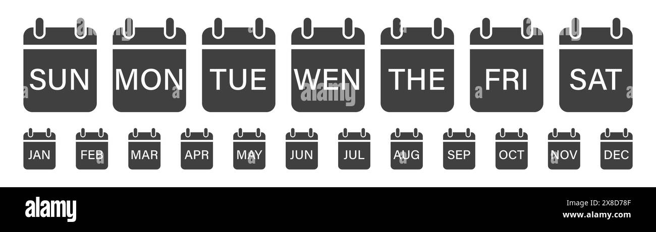 Set of calendar icons on a white background Stock Vector Image & Art ...