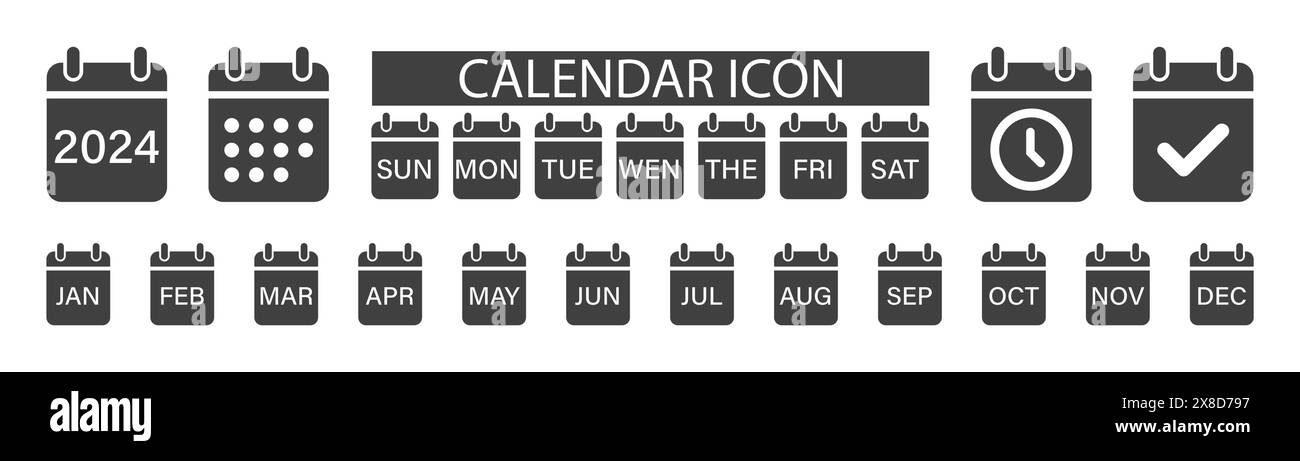 Set of calendar icons on a white background Stock Vector Image & Art ...