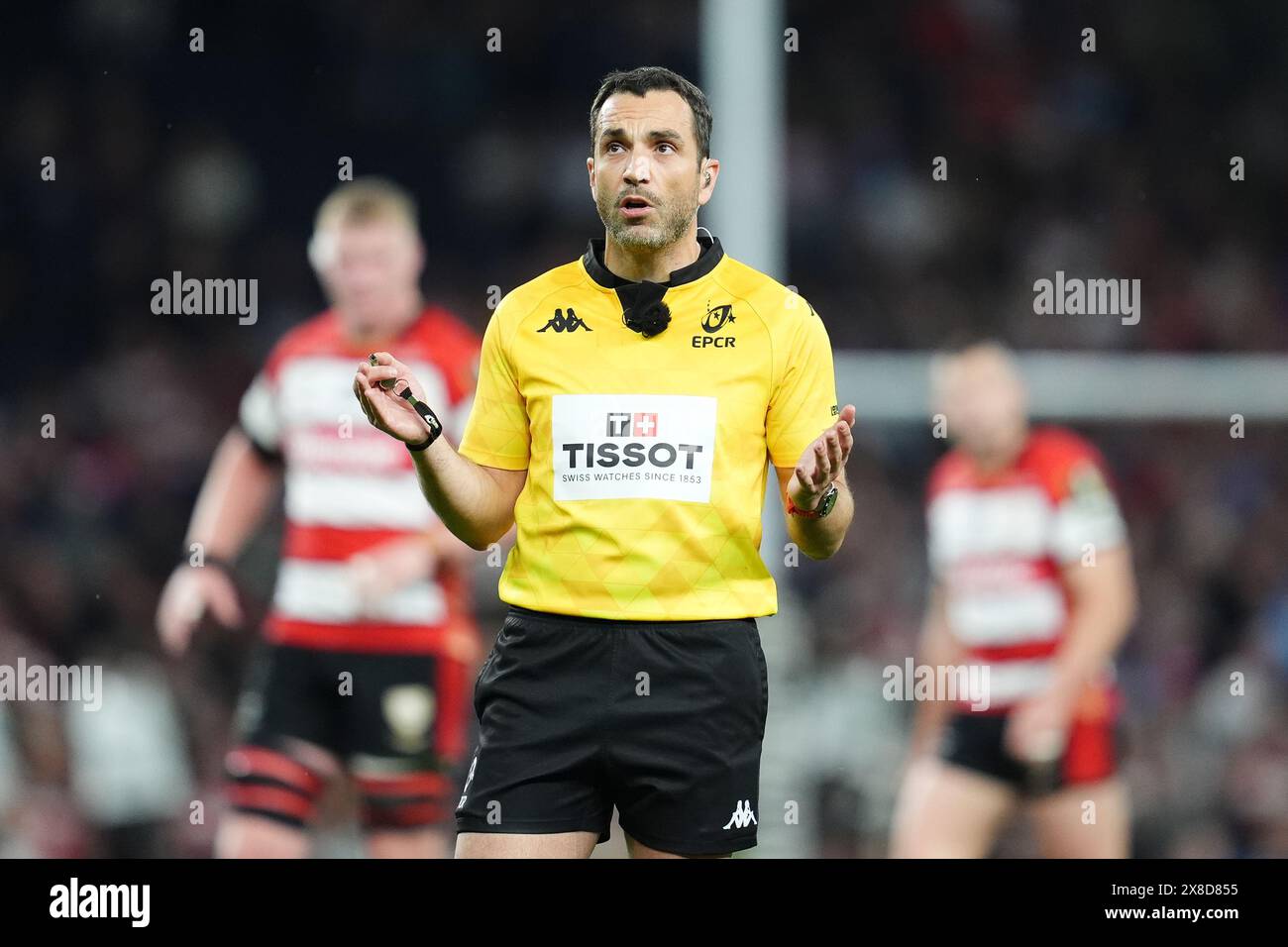 Referee Mathieu Raynal during the EPCR Challenge Cup final at the ...