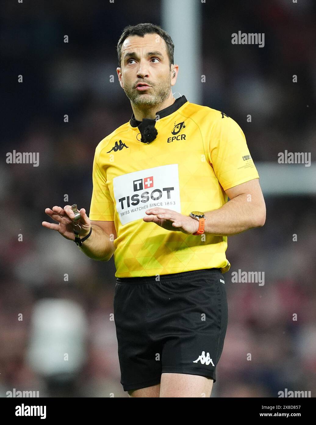 Referee Mathieu Raynal during the EPCR Challenge Cup final at the ...