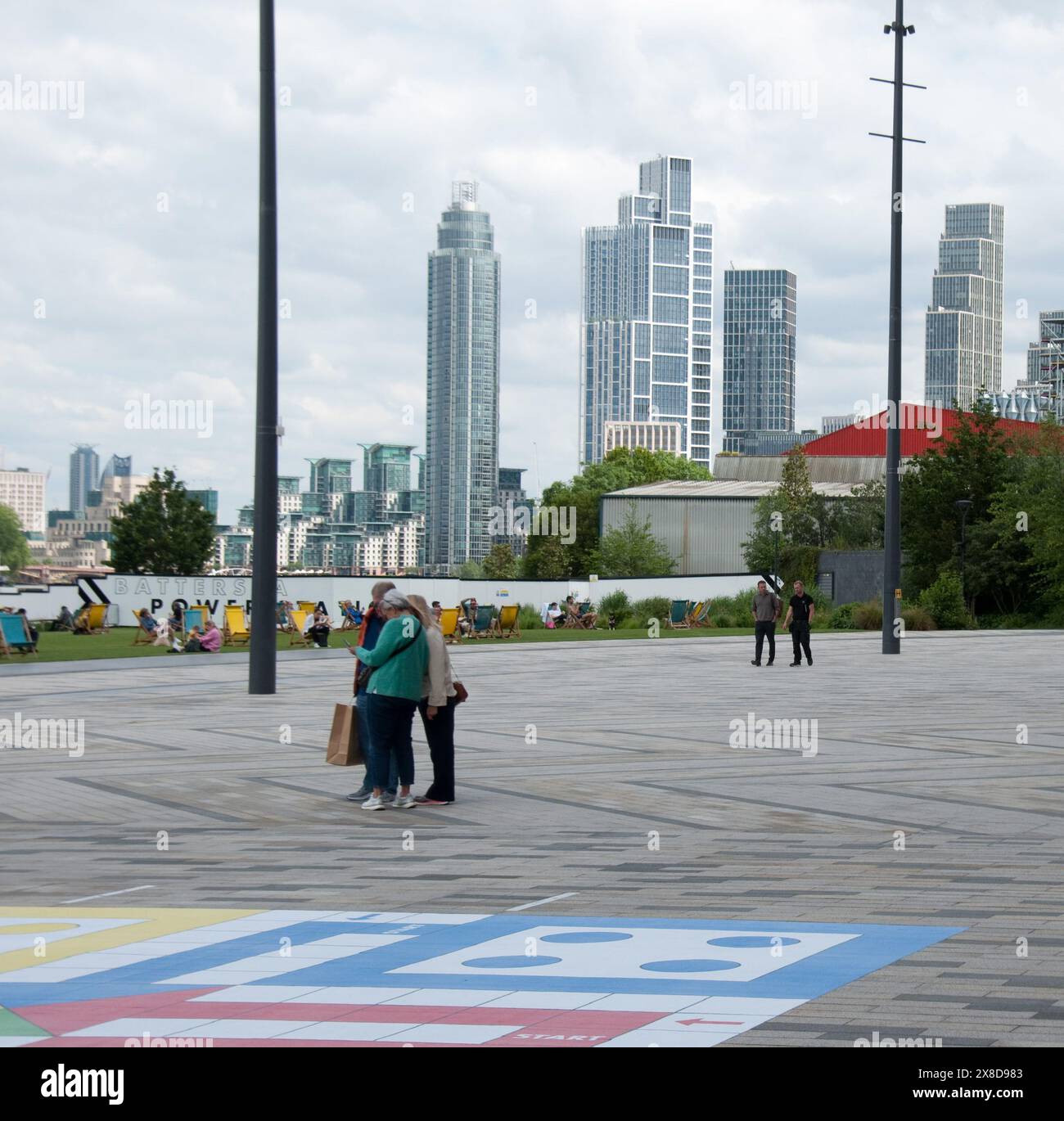 Outside area, Battersea Power Station, Battersea, London, UK. People ...
