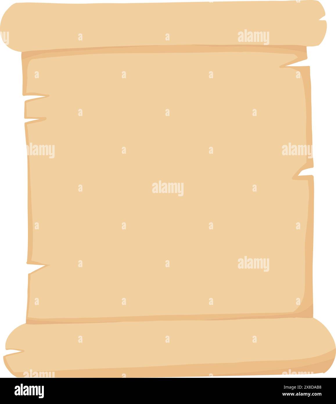 Cartoon ancient parchment scroll and old paper manuscript. Fantasy treasure map, diploma and ...