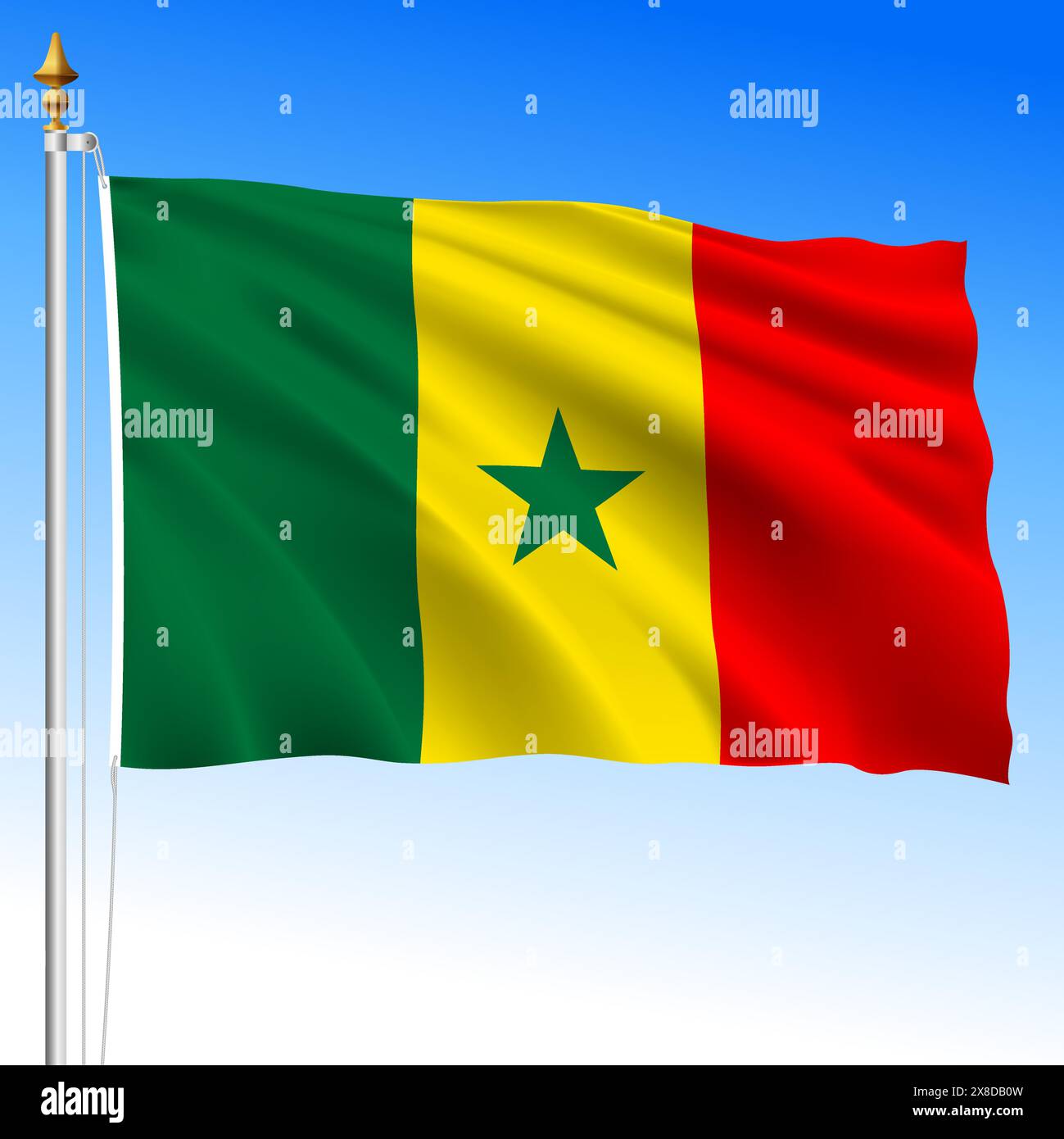 Senegal, official national waving flag, african country, vector illustration Stock Vector Image ...