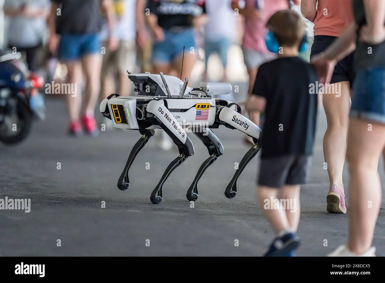 Speedway, In, USA. 24th May, 2024. A robotics drone dog from Asylon ...