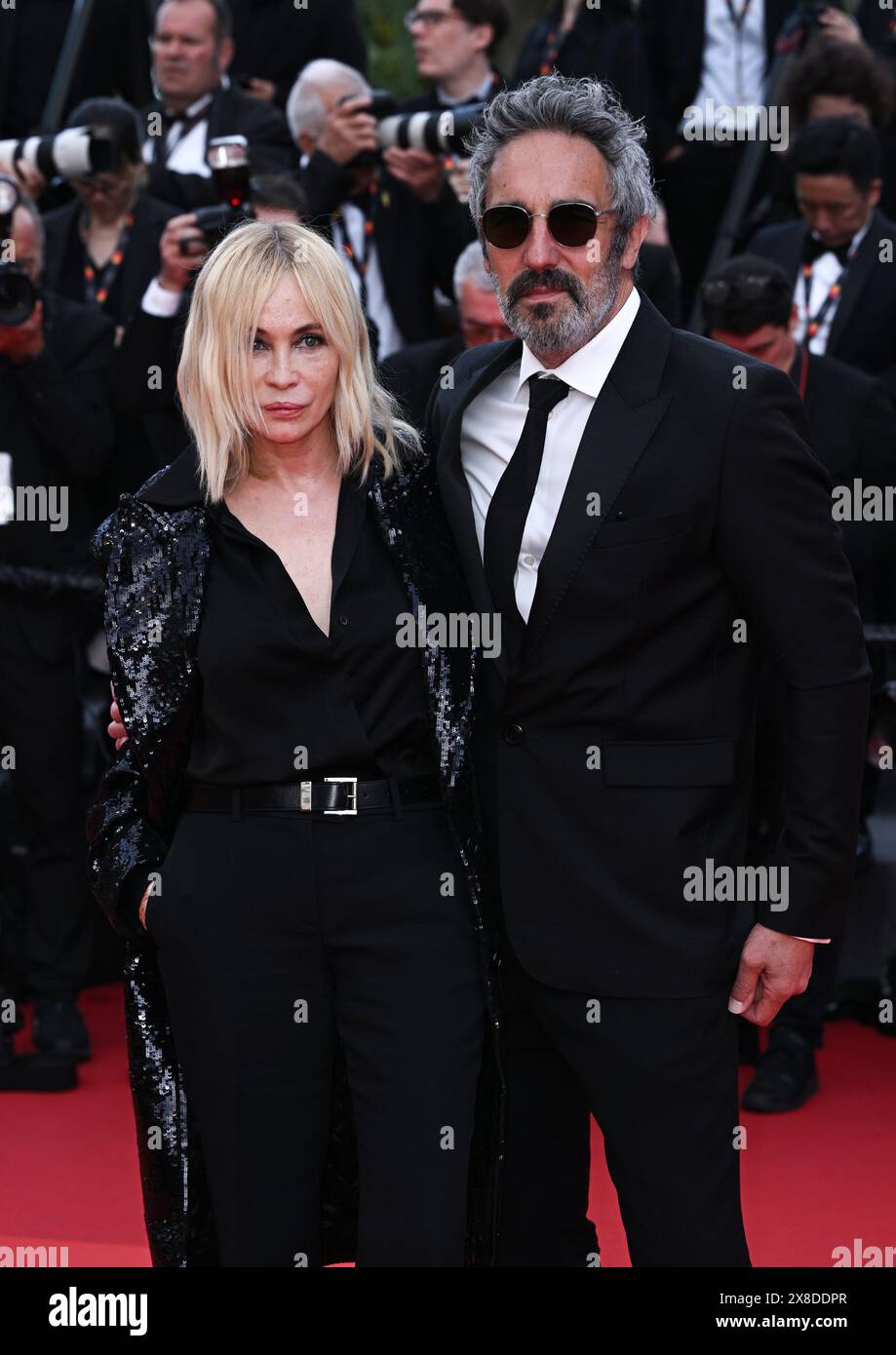 Cannes, France. May 24th, 2024. Frederic Chaudier and Emmanuelle Beart ...