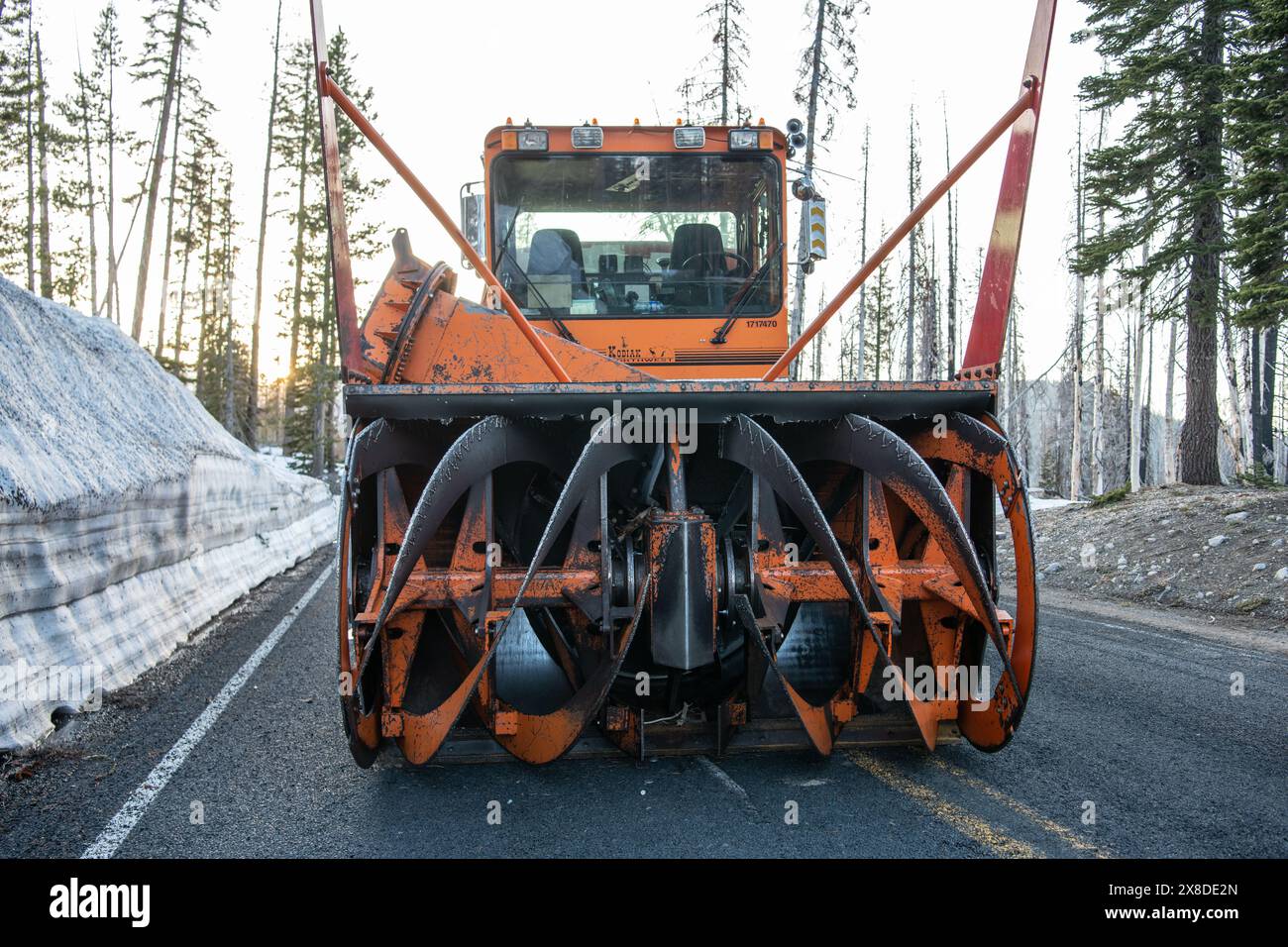 A heavy duty snow blower truck used for clearing roads during winter ...