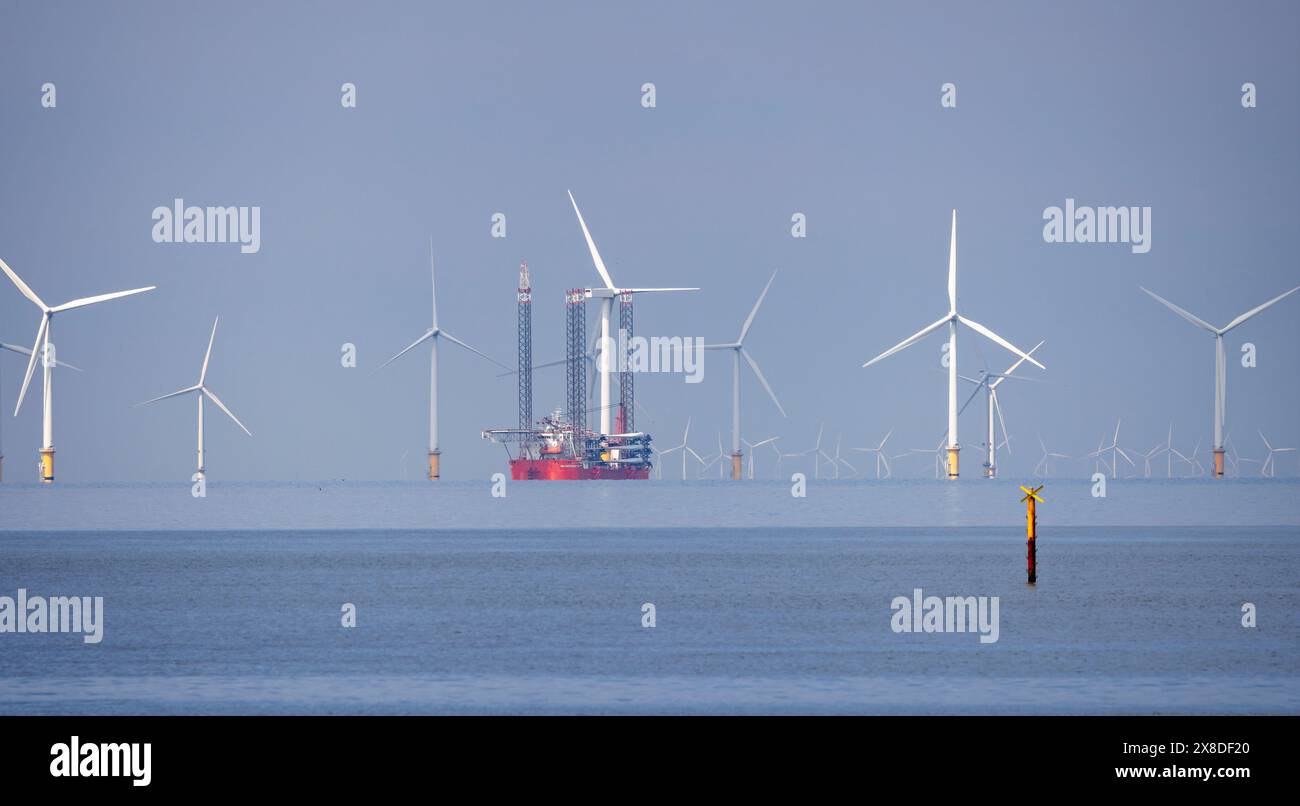 Off shore wind farm with GMS Endeavour installing wind turbines off the ...