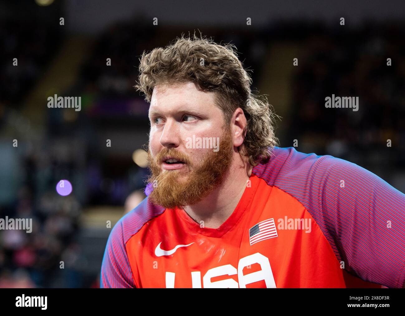 competing in the men’s shot put at the World Athletics Indoor ...