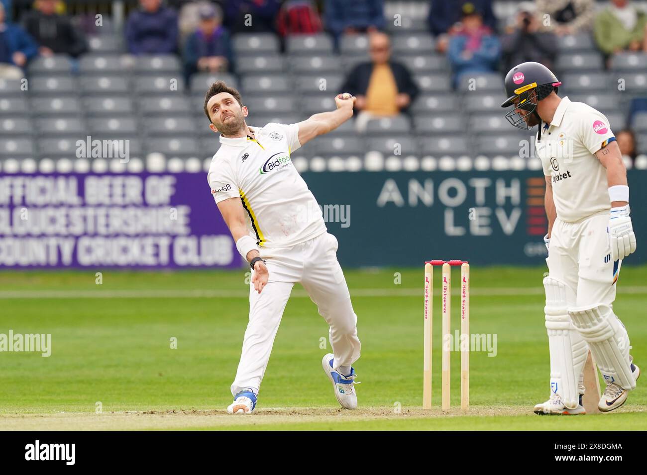 Bristol, UK, 24 May 2024. Gloucestershire's Matt Taylor bowling during ...