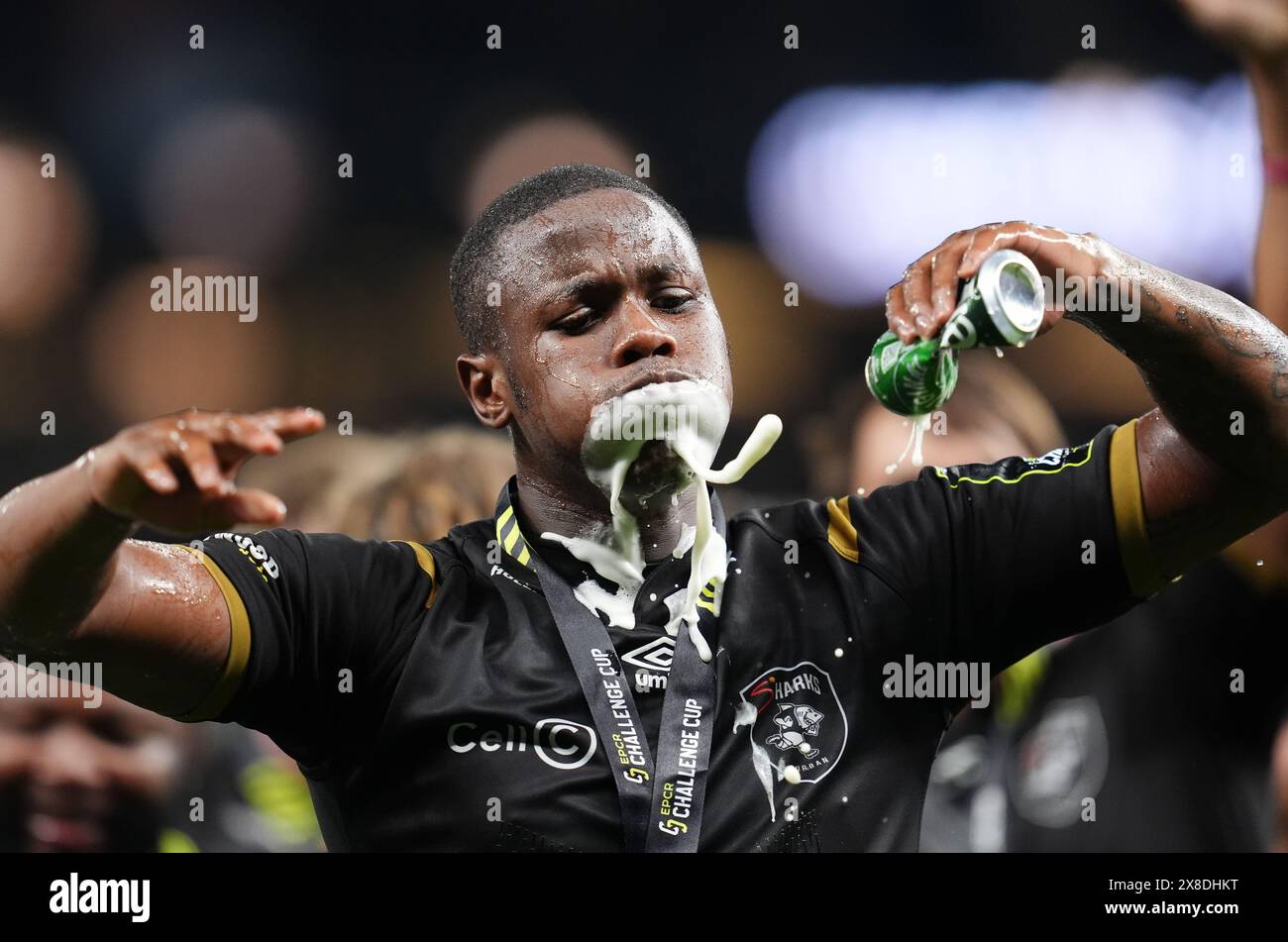 Hollywoodbet Sharks' Aphelele Fassi celebrates after winning the EPCR ...