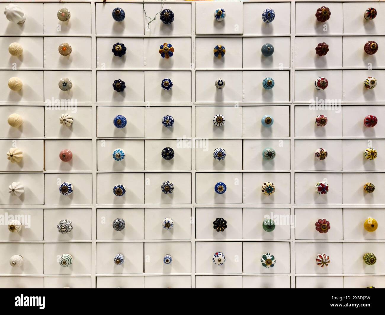 Kiel, Germany - 23.May 2024: A display stand with many different drawer ...