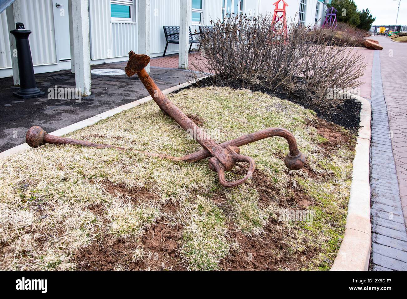 Rusty Admiralty anchor display at the wharf in Charlottetown, Prince ...