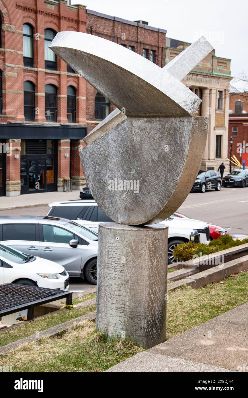 Abstract steel circle sculpture in downtown Charlottetown, Prince ...