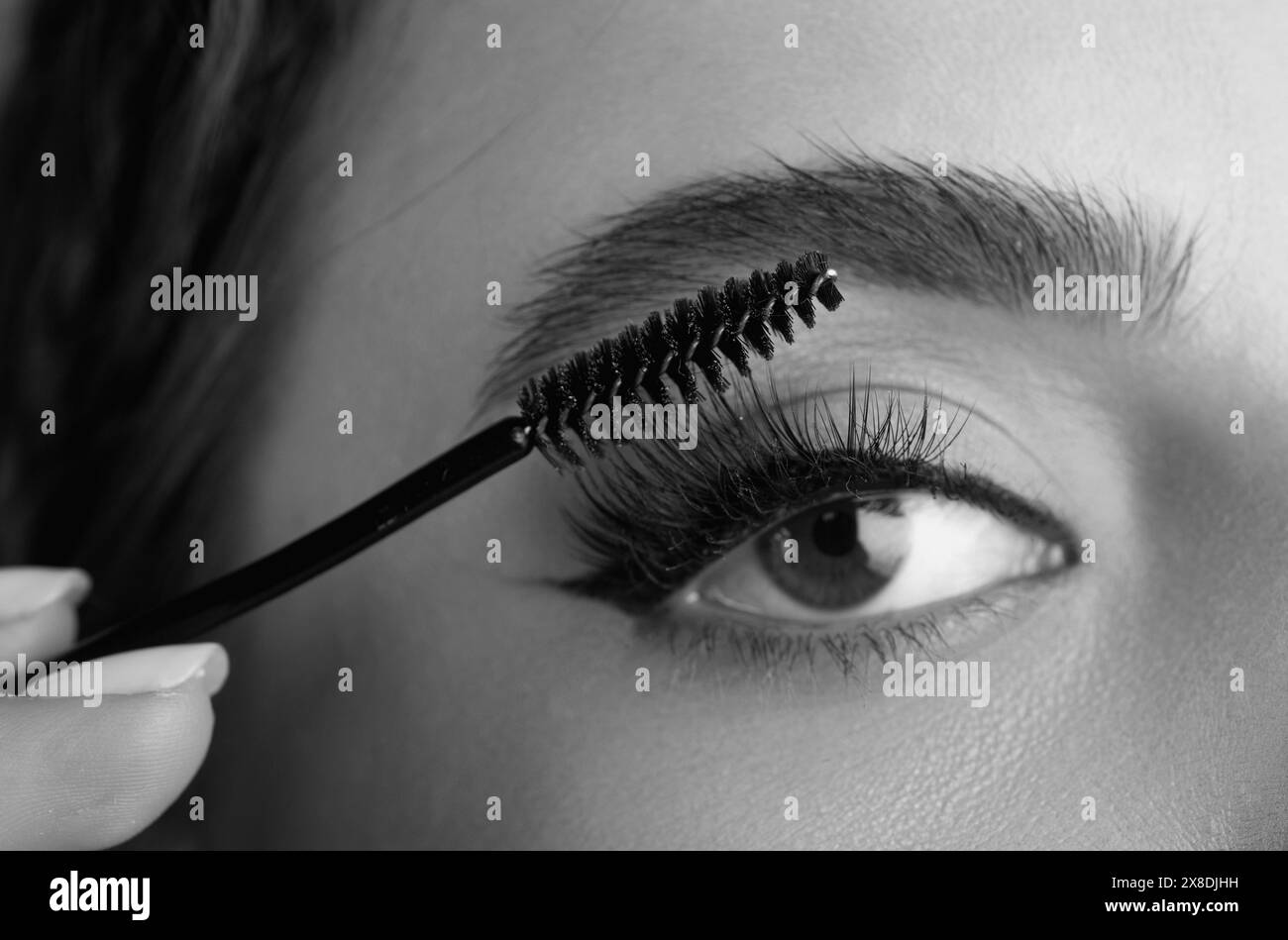 Closeup eyebrows with eyebrow brush. Close up brows, eyebrows ...