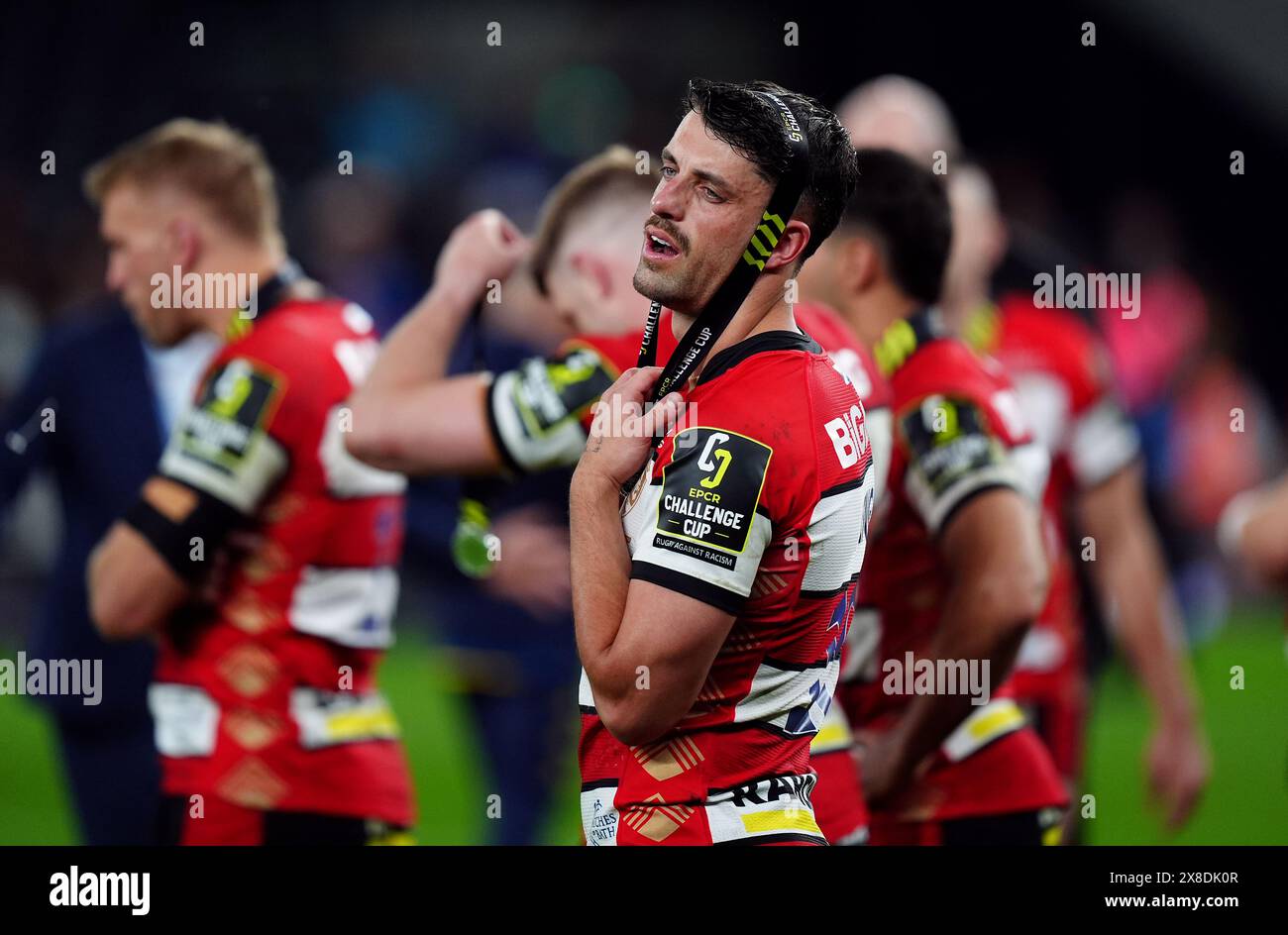 Gloucester Rugby's Adam Hastings with his runners up medal after the ...