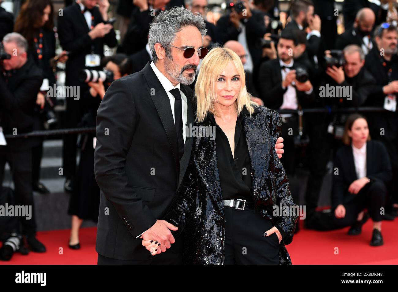 Cannes, France. 24th May, 2024. Frédéric Chaudière and Emmanuelle Béart ...