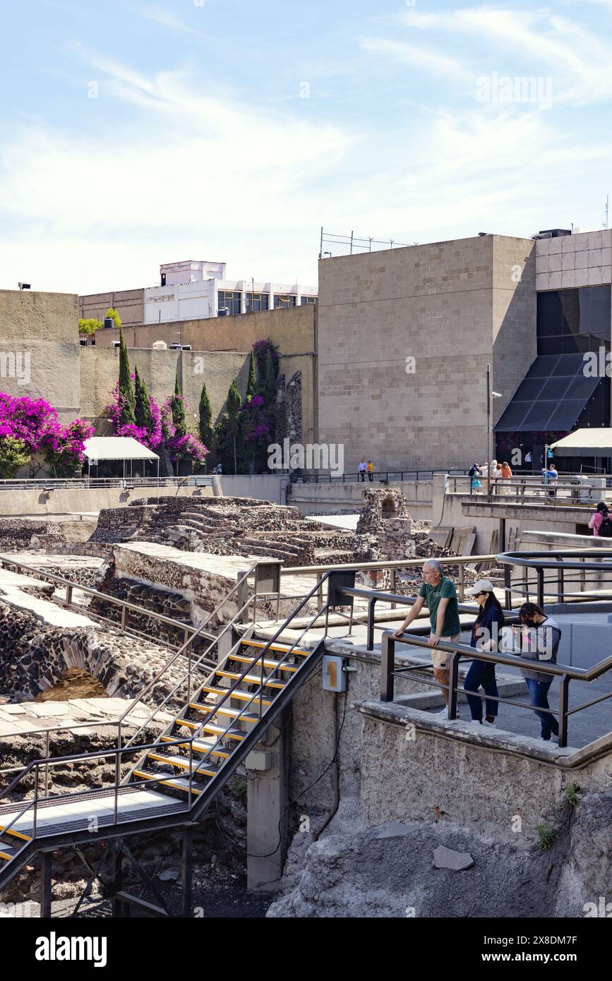 Visitors at Tenochtitlan ruins, the 15th century Aztec city on which ...