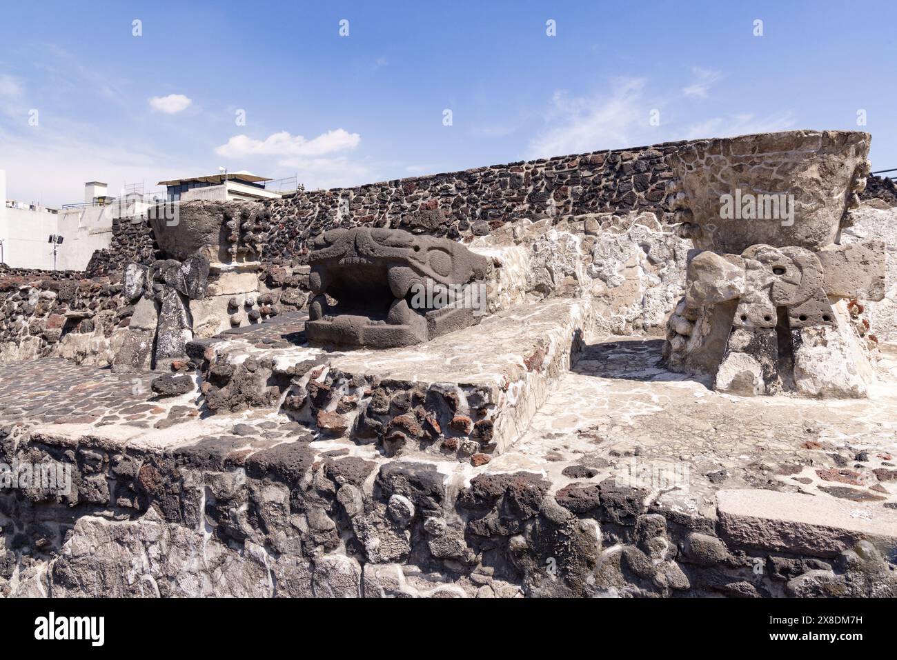 The ruins of Tenochtitlan, seat of the Aztec civilization, on which ...