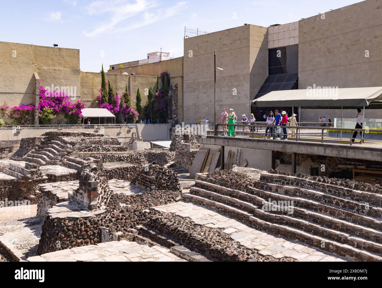 Tourists at the ruins of Tenochtitlan, the 15th century Aztec city on ...