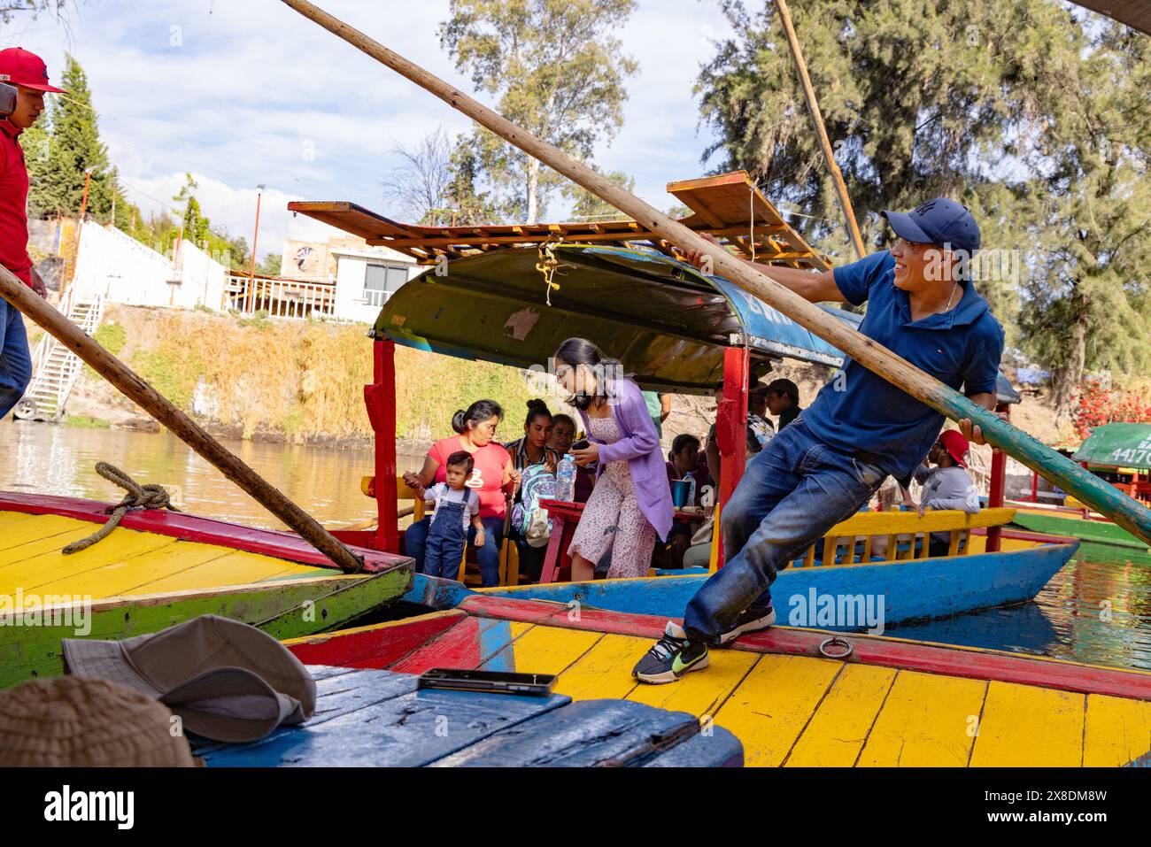 Xochimilco Mexico. Colourful boats on the Xochimilco floating gardens ...