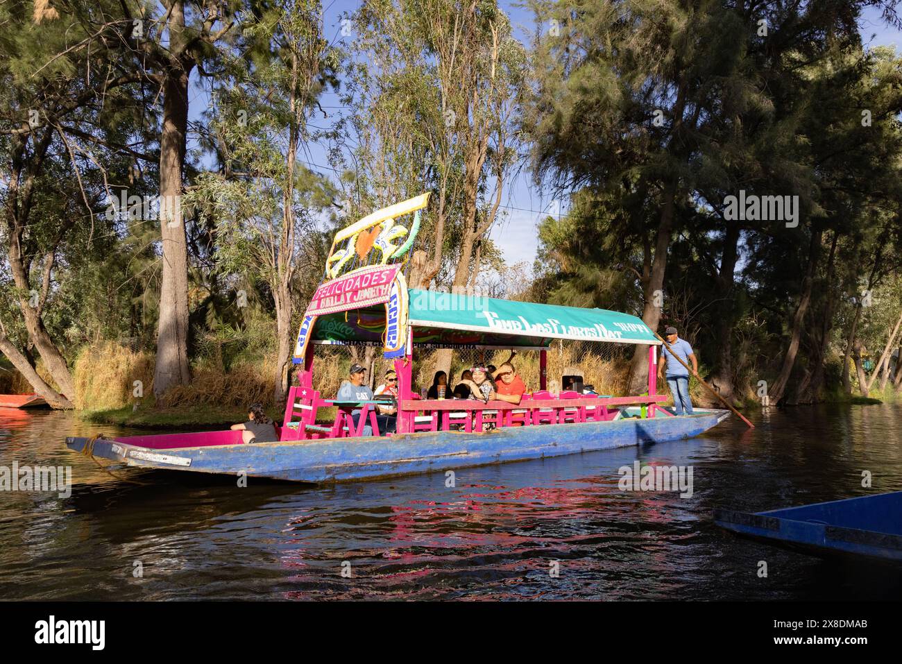 Xochimilco Mexico. Colourful boats on the Xochimilco floating gardens ...