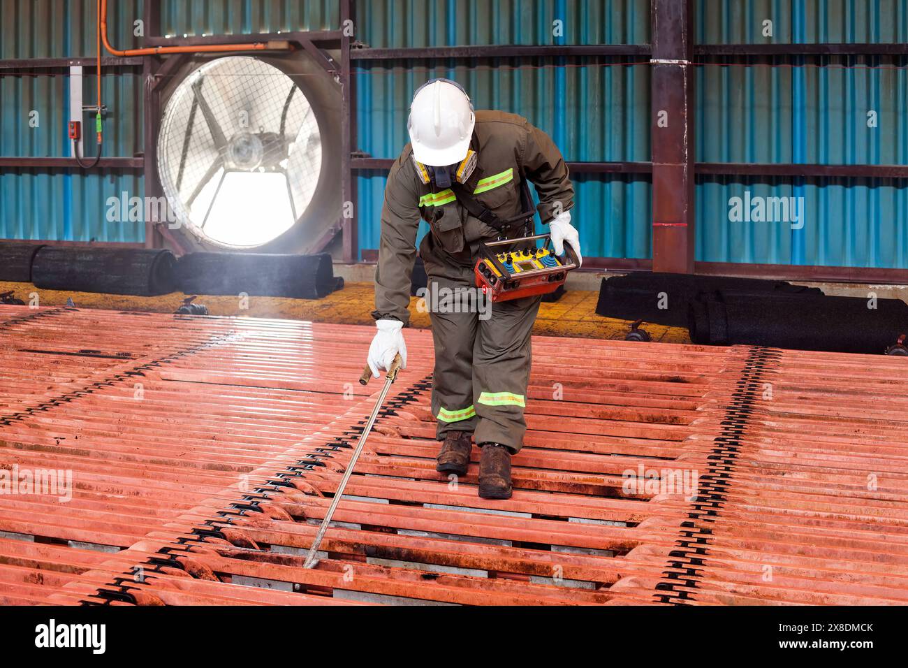 Calama, Antofagasta Region, Chile - Worker arranging the cells at an ...
