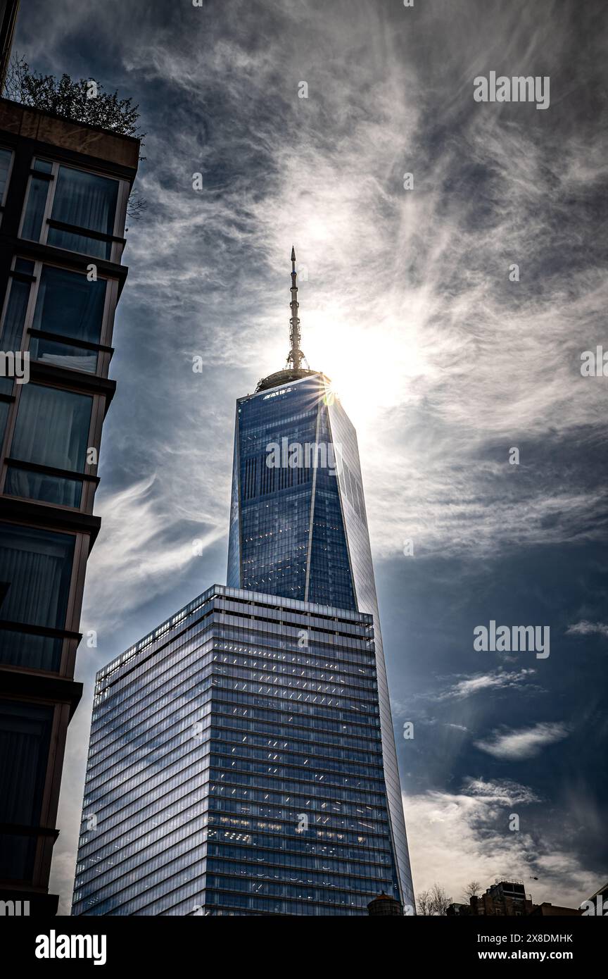 NYC's towering One World Trade Center pierces the sky during the Solar ...