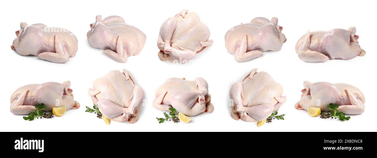 Whole raw chicken isolated on white, set Stock Photo - Alamy
