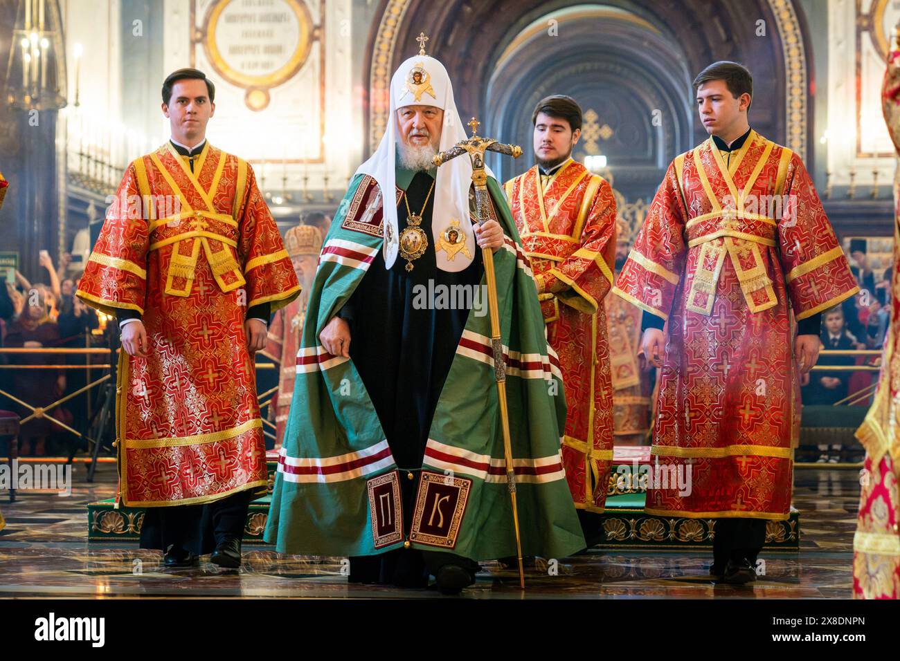 In this photo provided by the Russian Orthodox Church Press Service ...