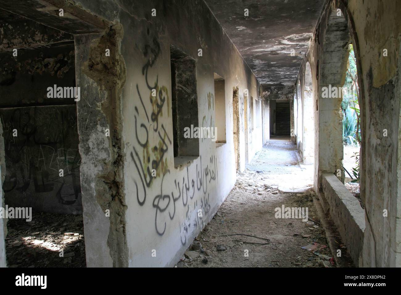 A home where people were evacuated in 2005 in the Israeli settlement of ...