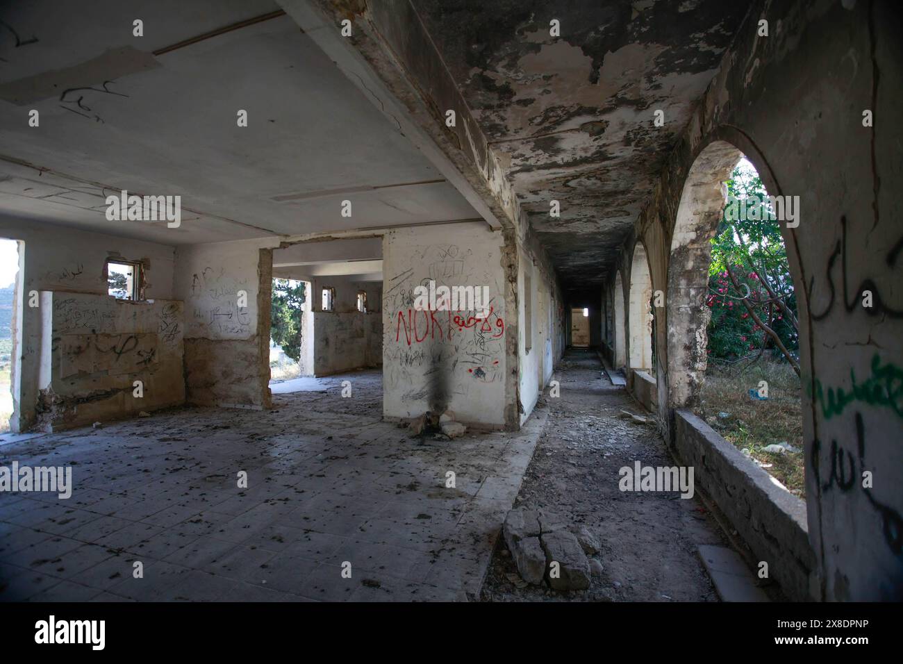 A home where people were evacuated in 2005 in the Israeli settlement of ...