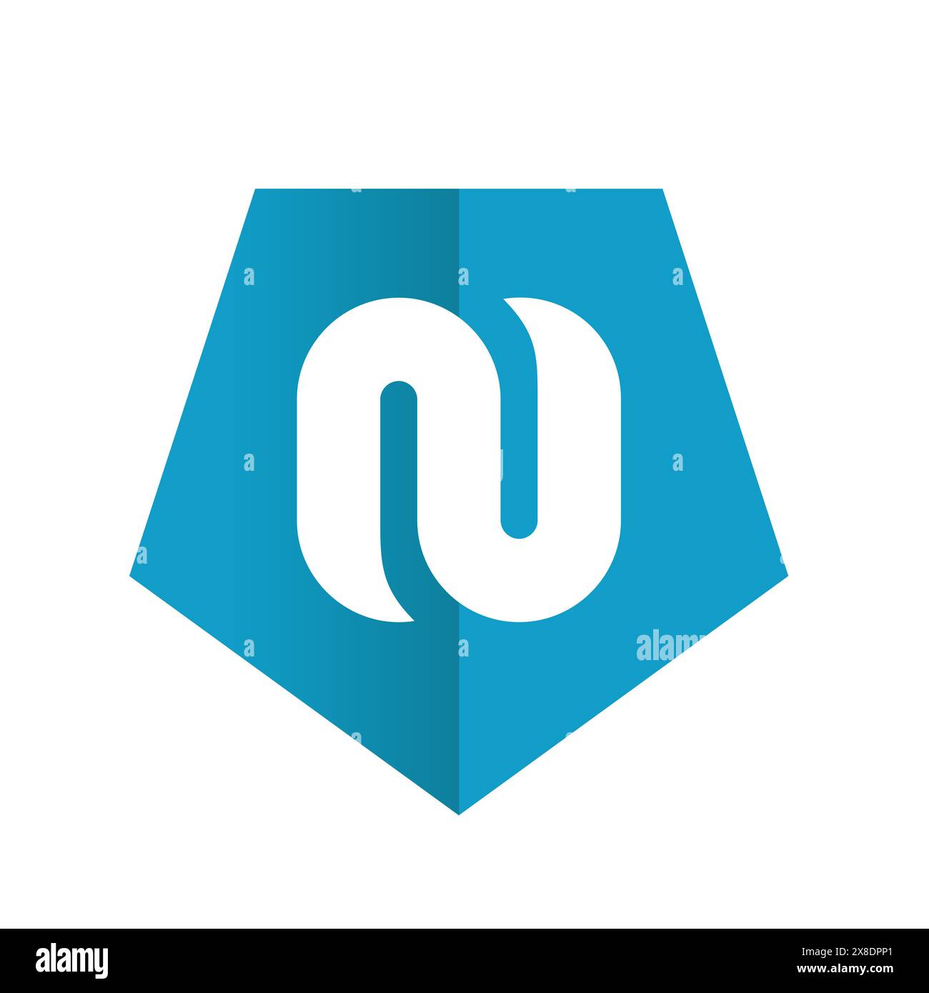 Symbol of Alphabet Letter N, Combined With Blue Pentagon Shapes. Flat ...