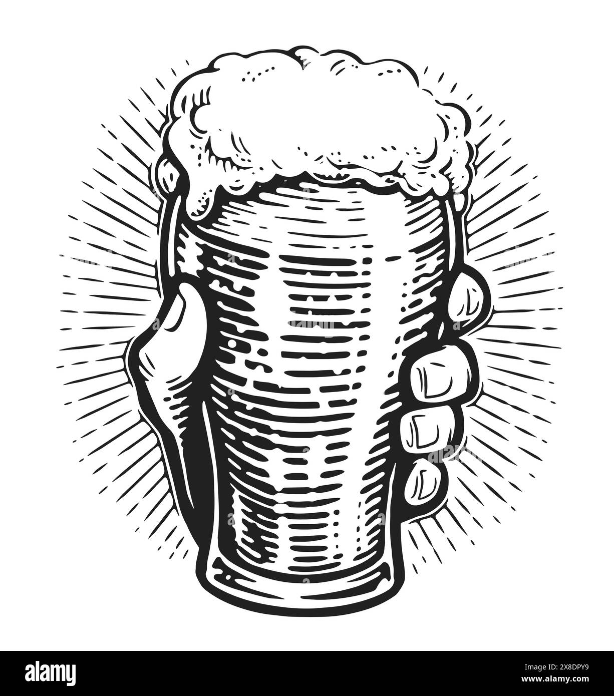 Glass Of Beer With Foam In Hand Fresh Craft Alcoholic Drink Pub