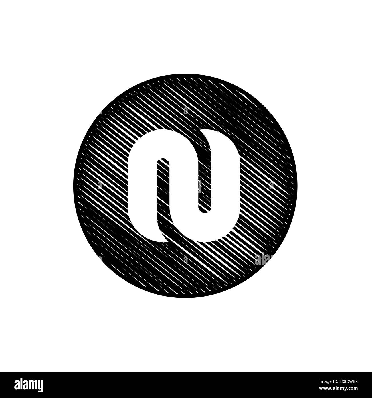 Letter N Symbol Combined with Scribble Circle Sketch, Vector ...