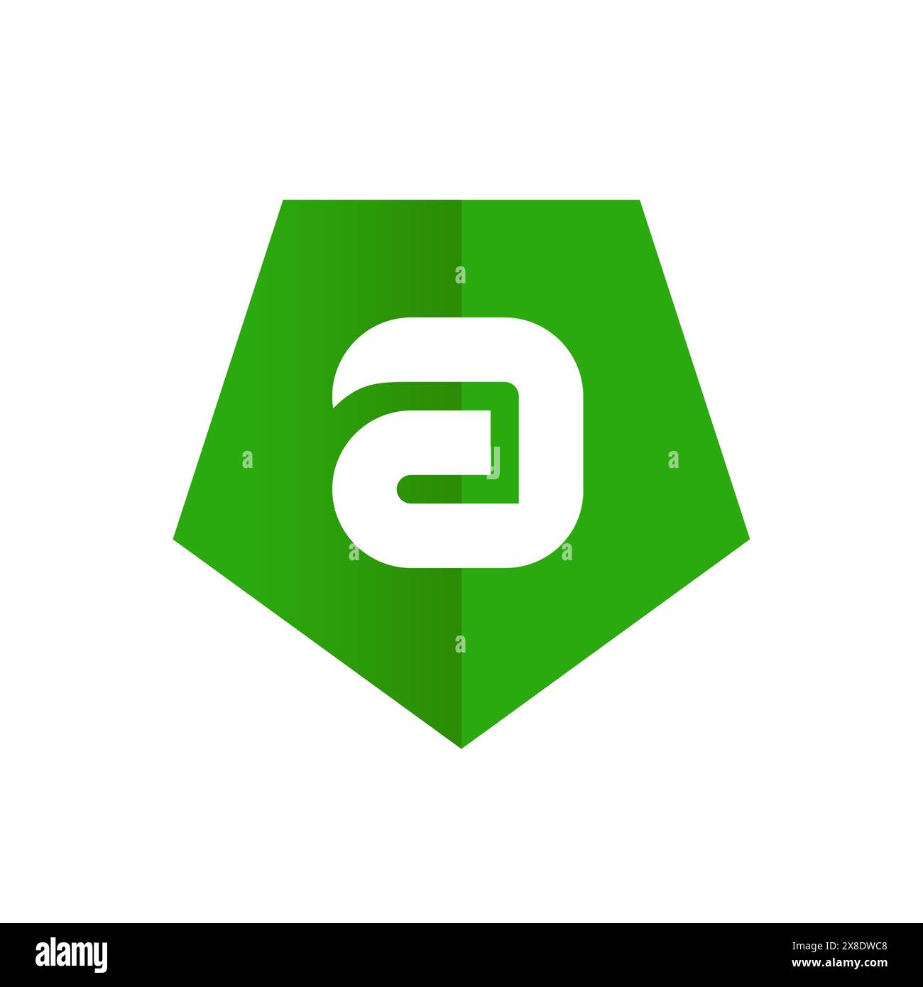 Symbol of Alphabet Letter A, Combined With Glossy Green Pentagon Shapes ...