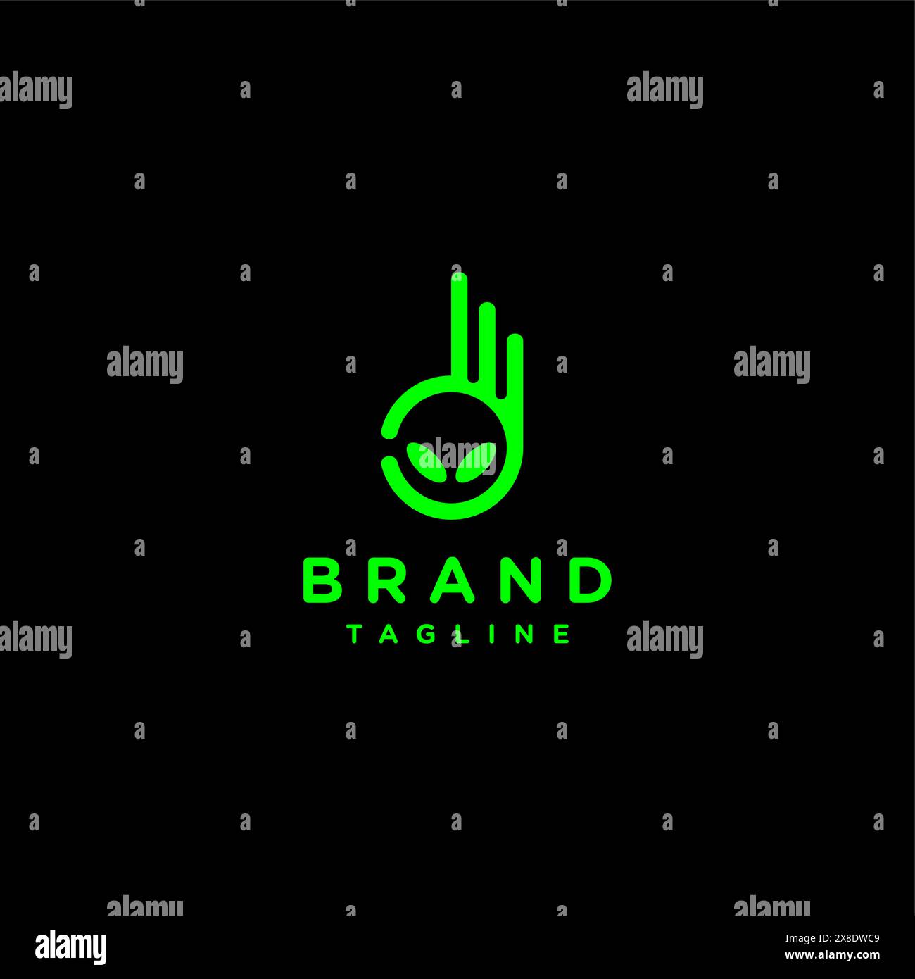 OK Hand Gesture with Alien Eyes. A Logo Template That Describes An ...