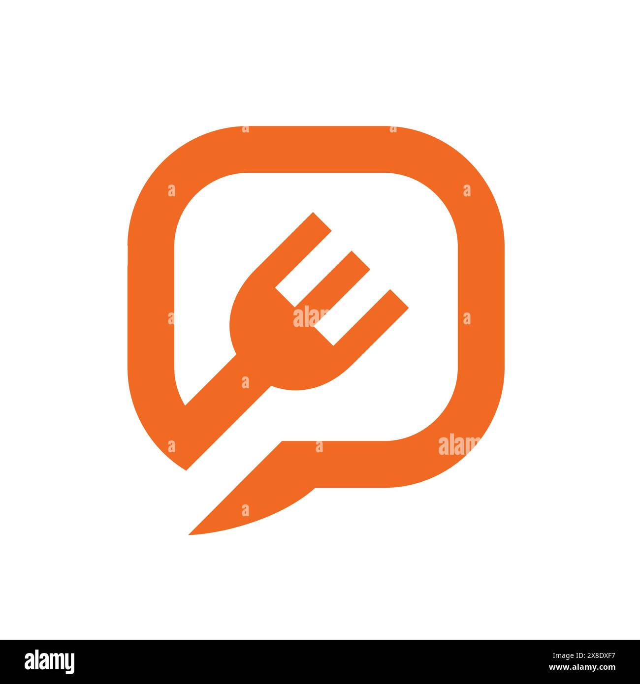 Fork Symbol, Combined With Chat or Speech Bubble, Vector Illustration ...