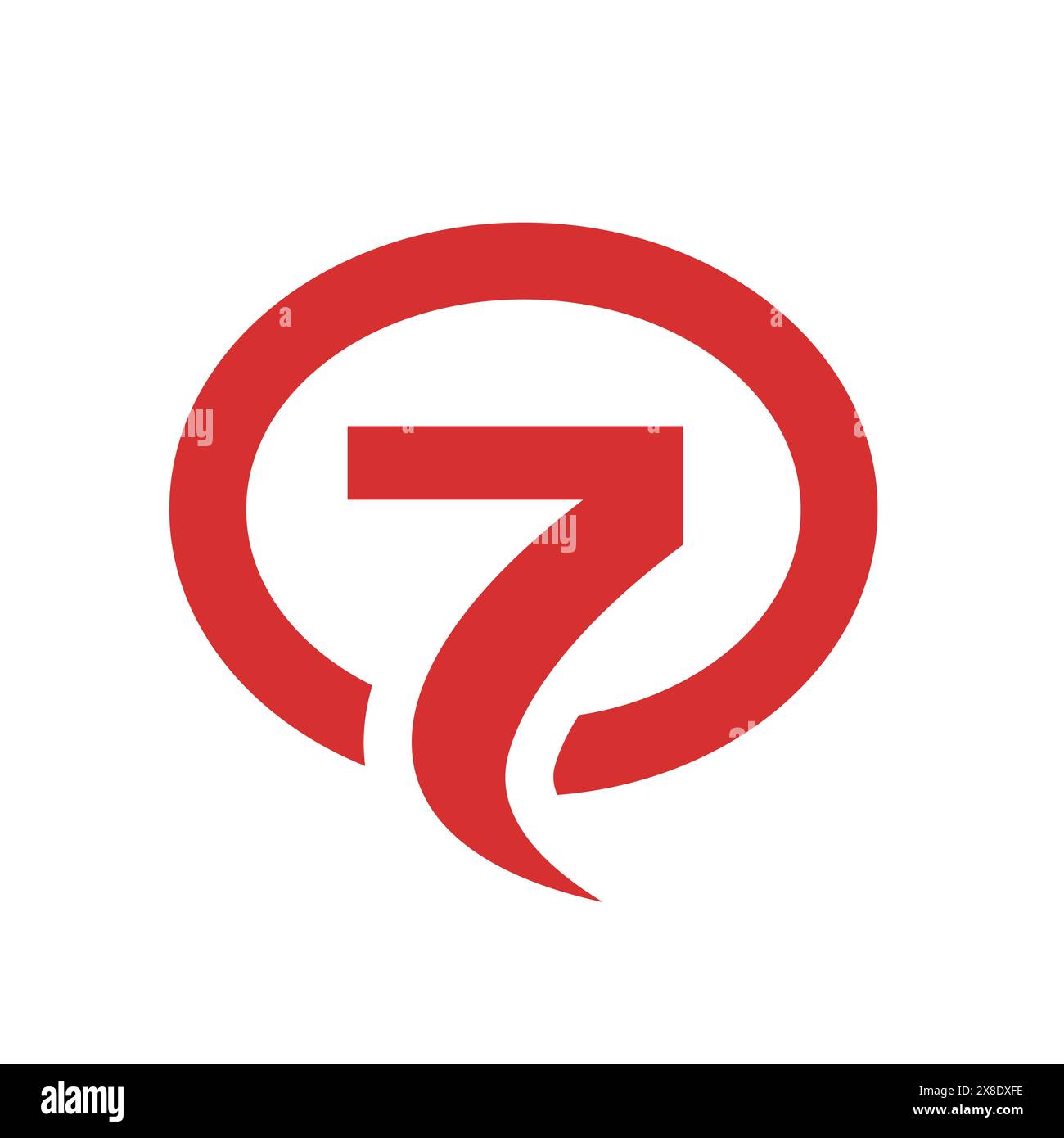 Symbol Number Seven, Merged With Ellipse Shape, Vector Illustration ...