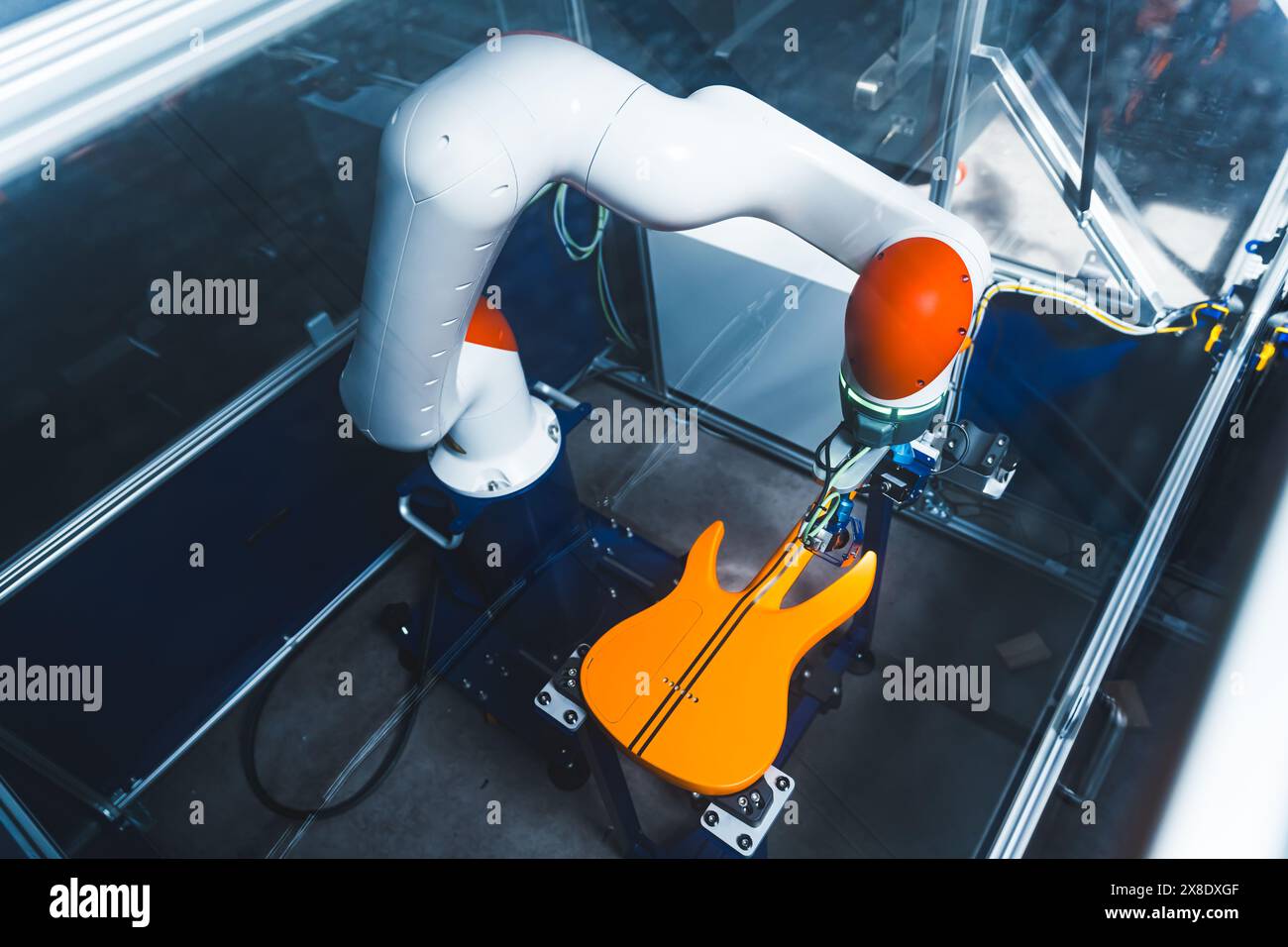 using robot arm to check the guitar paint, controling the quality in ...