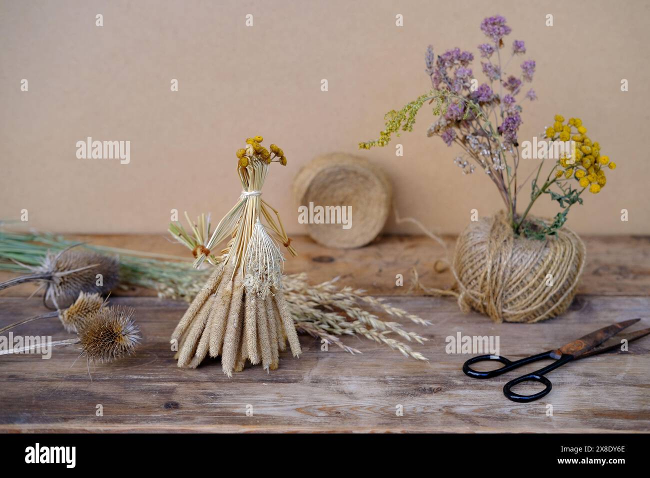 ritual doll made of straw, grass in honor rich harvest, scarecrow for ...