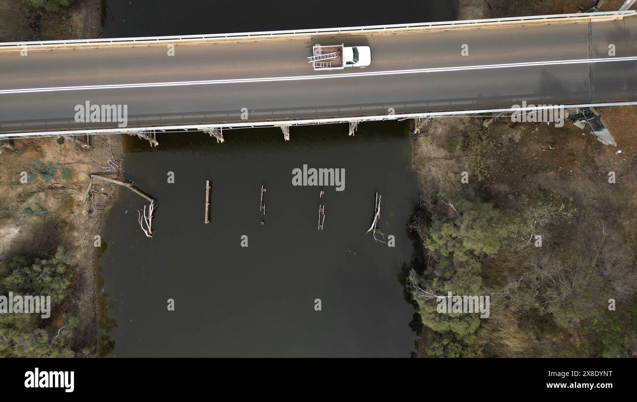 Aerial view of a van driving over a road bridge Stock Photo - Alamy