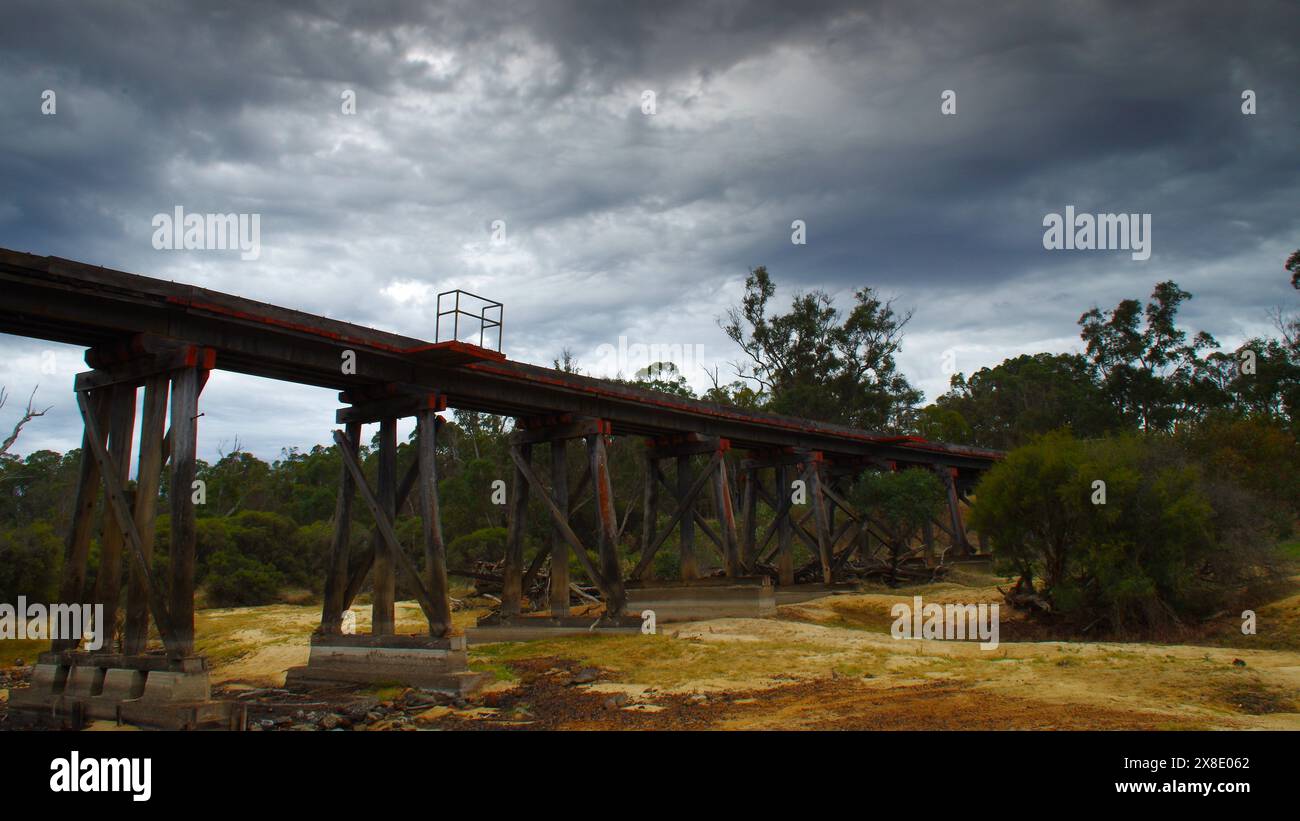 Old wooden railway bridge Stock Photo - Alamy