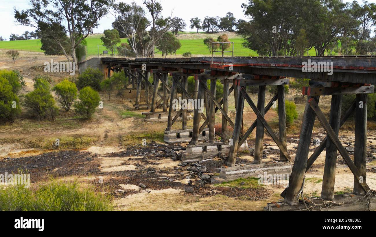 Old wooden railway bridge Stock Photo - Alamy