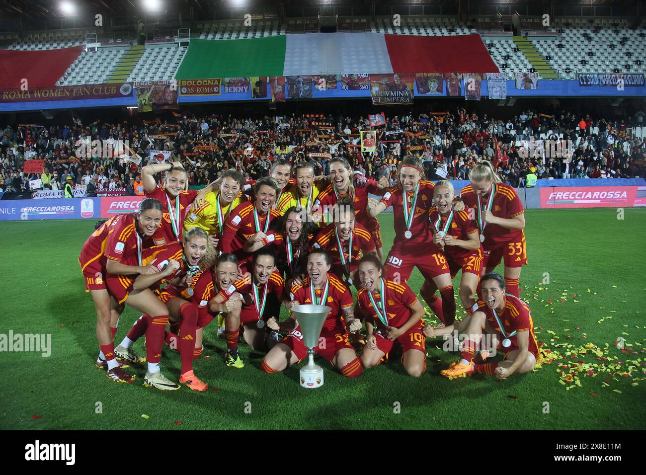 Cesena, Italia. 25th May, 2024. Roma's women's team celebrate the ...